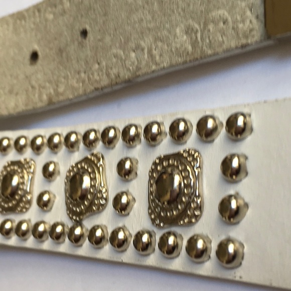 Accessories | Genuine Leather White Studded Belt | Poshmark